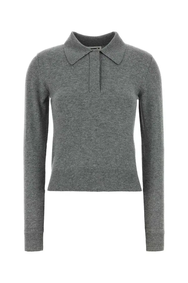 JIL SANDER Grey Wool Polo Shirt