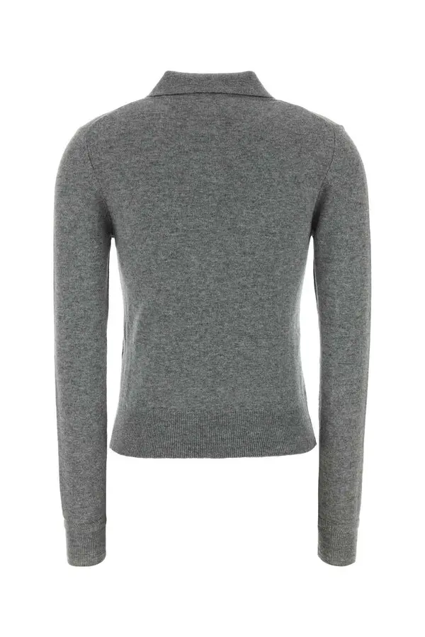 JIL SANDER Grey Wool Polo Shirt