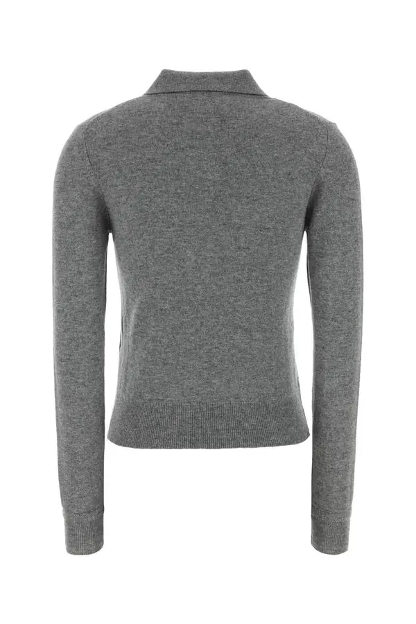 JIL SANDER Grey Wool Polo Shirt - Gray