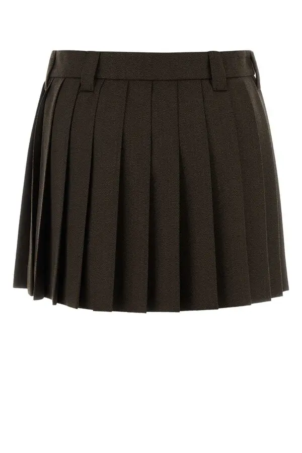 Miu Miu Chocolate Wool Mini Skirt