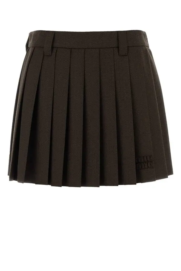 Miu Miu Virgin Wool Mini Skirt - Brown