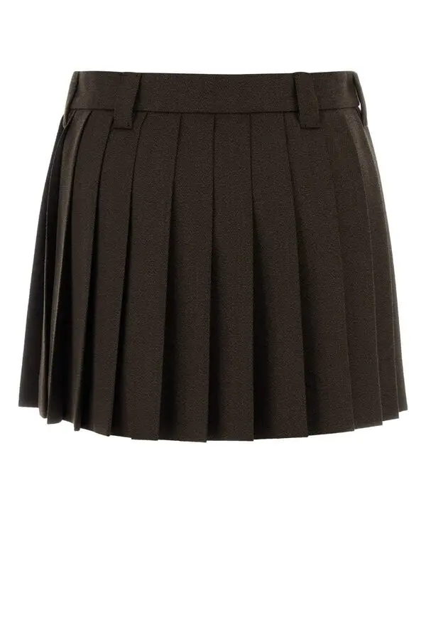 Miu Miu Virgin Wool Mini Skirt - Brown