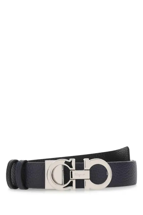FERRAGAMO Midnight Leather Reversible Belt - Blue