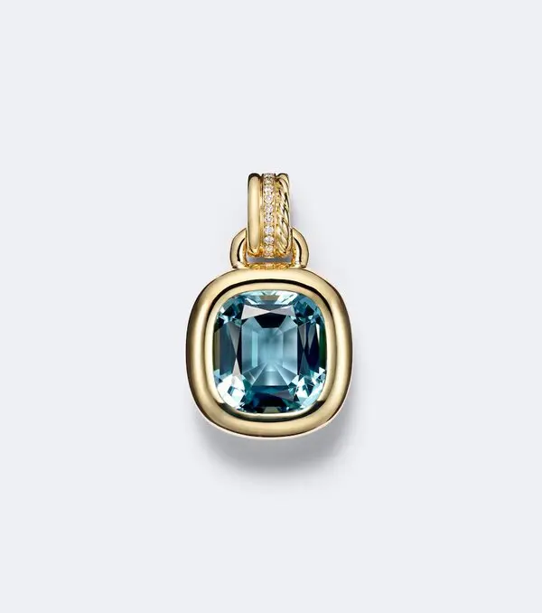 David Yurman Dy Mercer® 18kt Pendant With Topaz And Diamonds - Blue