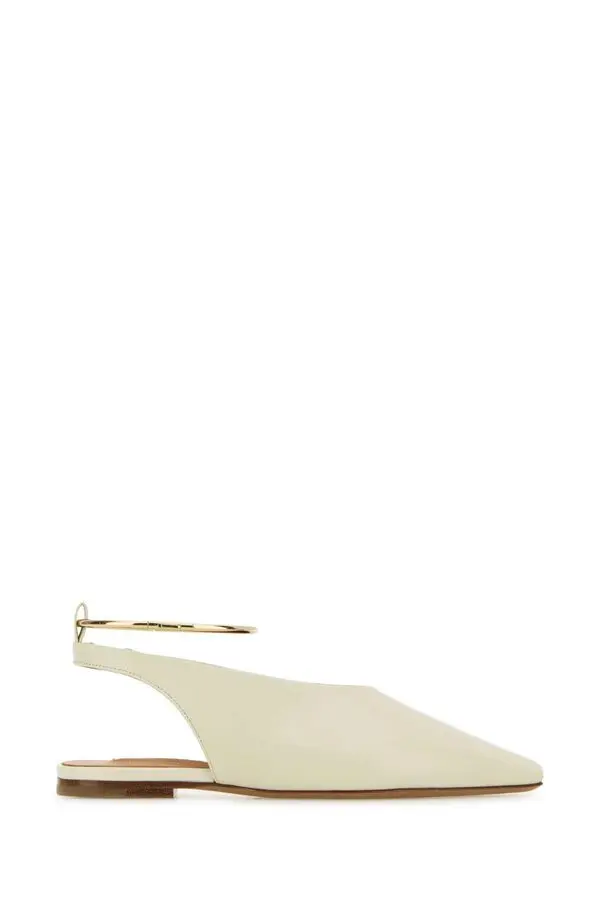 JIL SANDER Ivory Leather Ballerinas