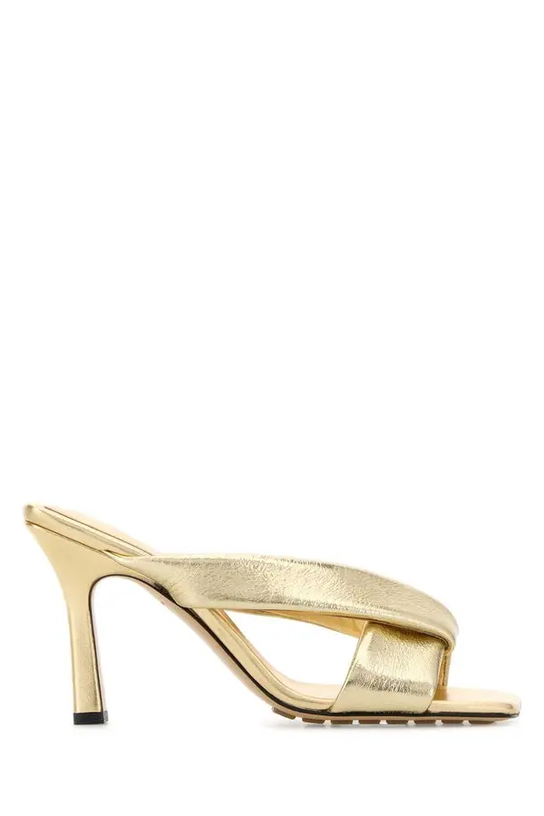Bottega Veneta Leather Niva Mules - Gold
