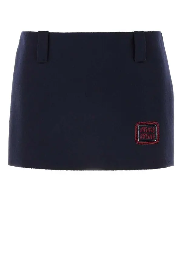 Miu Miu Midnight Wool Blend Mini Skirt