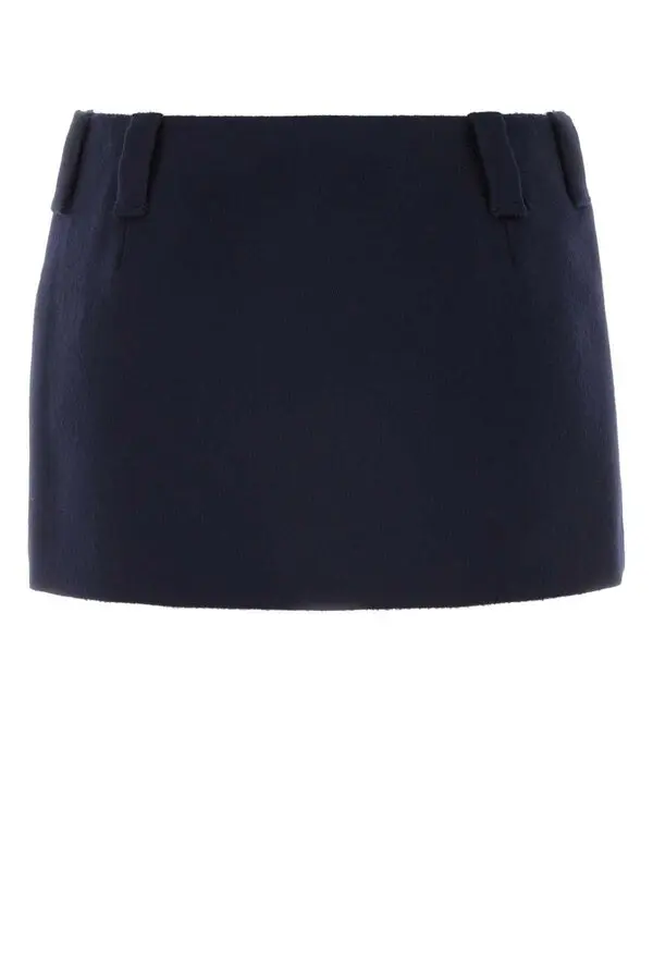 Miu Miu Midnight Wool Blend Mini Skirt