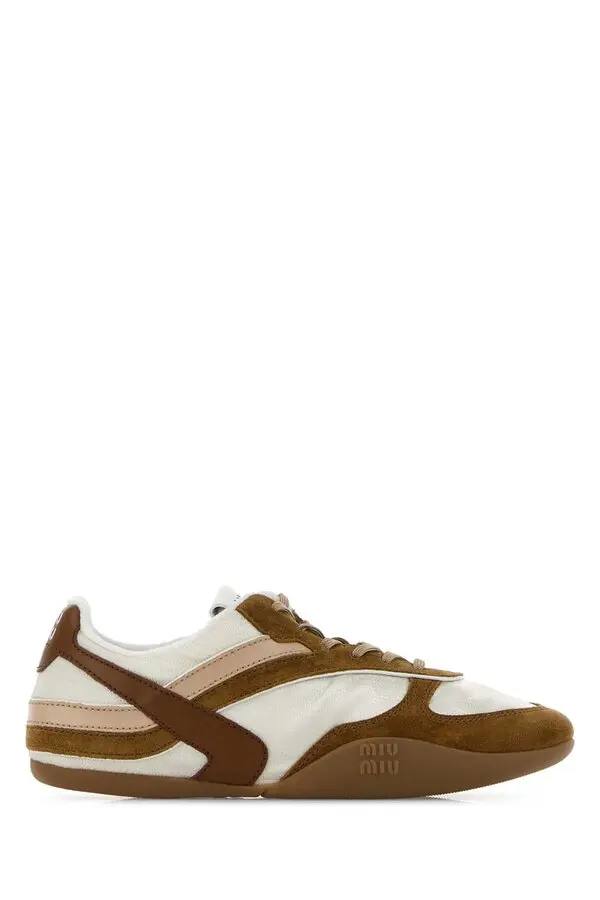 Miu Miu Two-tone Tech Fabric And Suede Gymnasium Sneakers - Multicolor