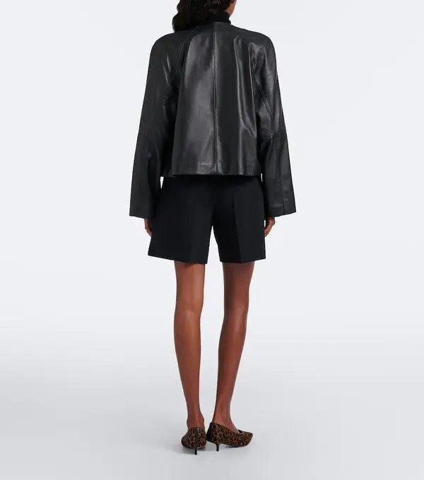 Max Mara Leather-trimmed Wool-blend Shorts