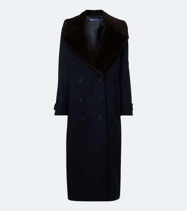 Polo Ralph Lauren Wool Coat With Shearling Trim - Blue