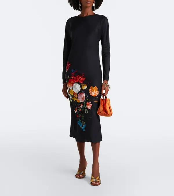 Dries Van Noten Floral Satin Maxi Dress