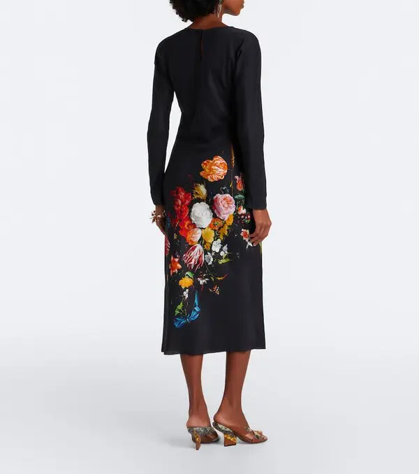 Dries Van Noten Floral Satin Maxi Dress