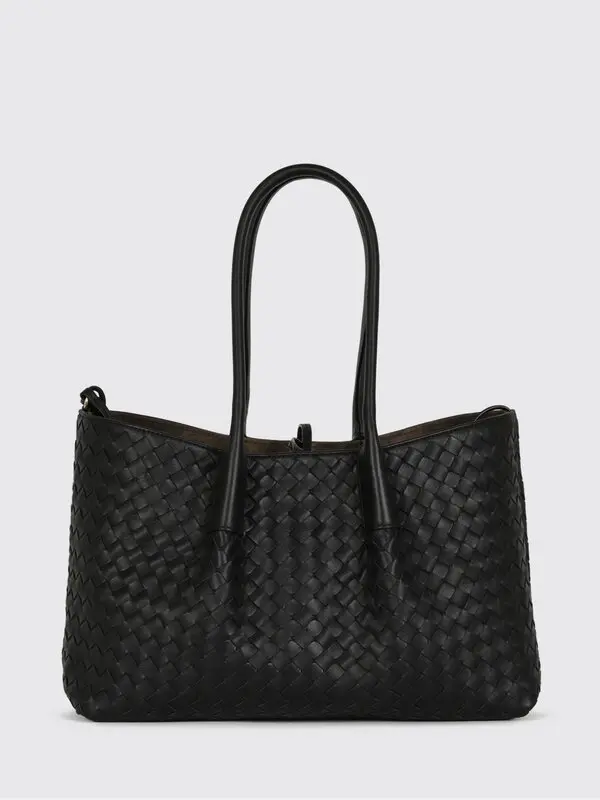 Bottega Veneta Pinacoteca Woven Calfskin Leather Shoulder Bag - Black
