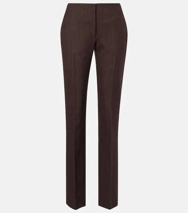 Alexander McQueen Striped Wool Straight Pants - Brown