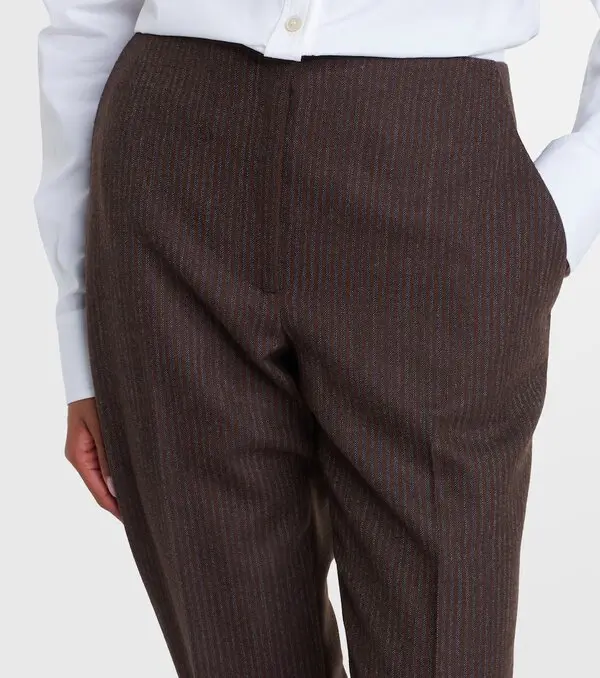 Alexander McQueen Striped Wool Straight Pants
