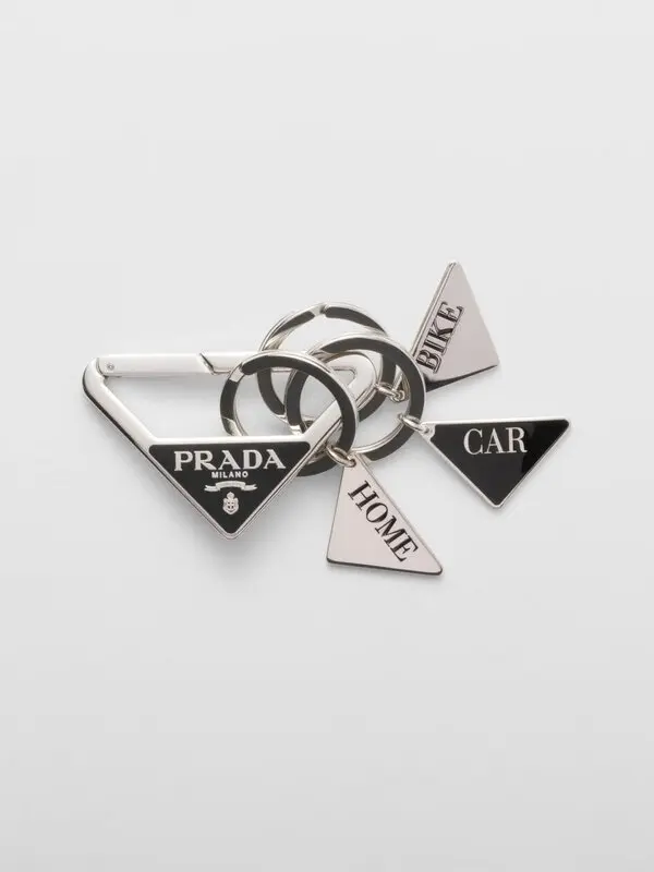 Prada Brass Keychain With Logo
