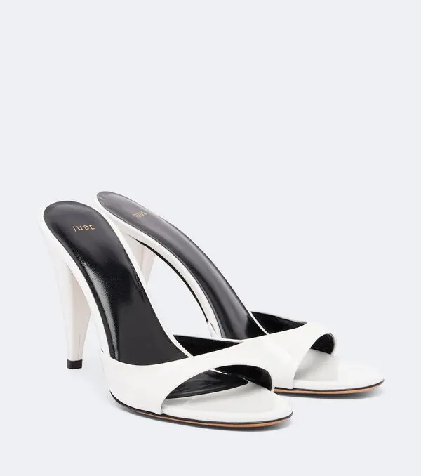 JUDE Hew Leather Mules - White
