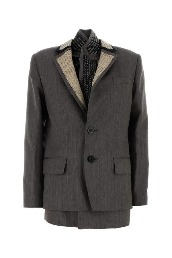 Sacai Embroidered Wool Blazer - Multicolor