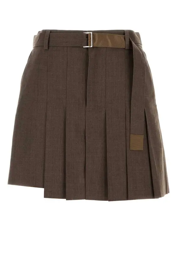 Sacai Brown Gabardine Pant-skirt - Multicolor