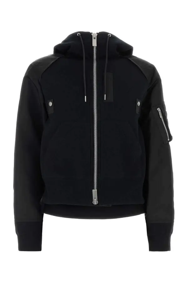Sacai Two-tone Jersey And Nylon Bomber Jacket - Multicolor