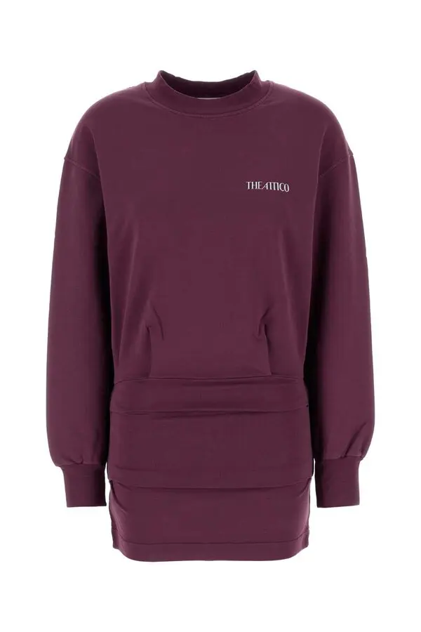Attico Plum Stretch Cotton Mini Dress - Purple