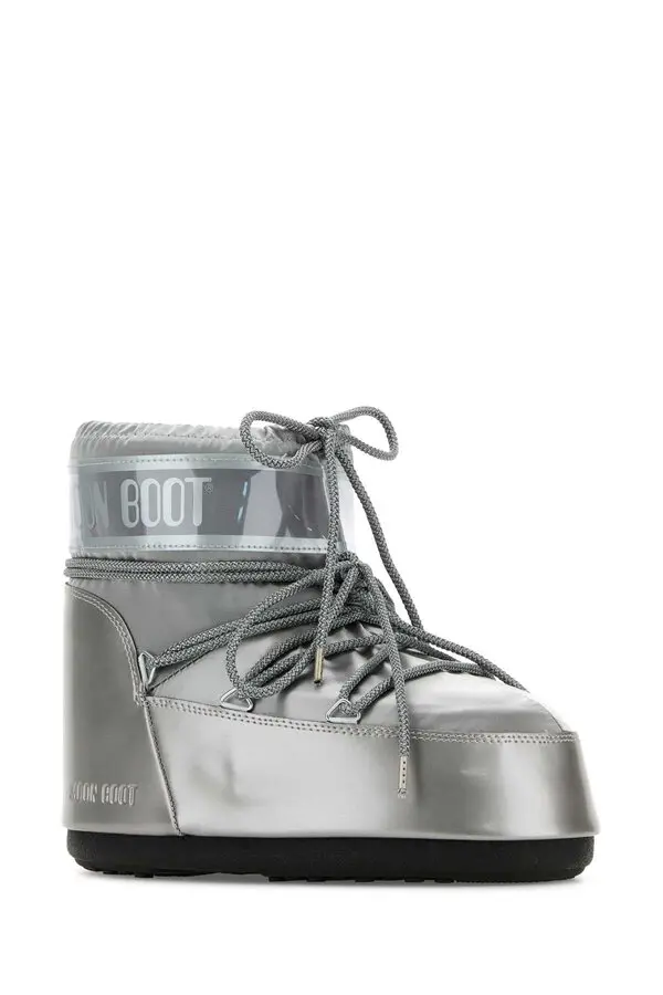 Moon Boot Silver Satin Icon Low Ankle Boots