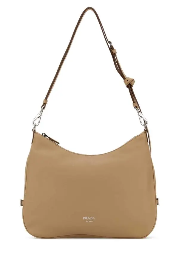 Prada Beige Leather Large Fold Shopping Bag - Brown