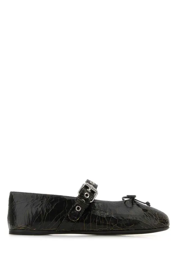 Miu Miu Leather Ballerinas - Black