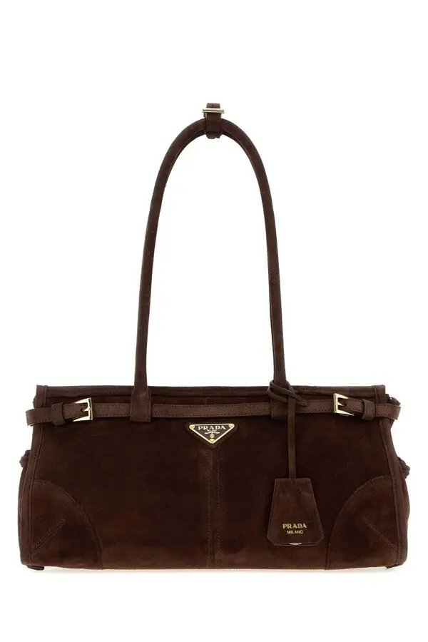 Prada Suede Bonnie Shoulder Bag - Brown
