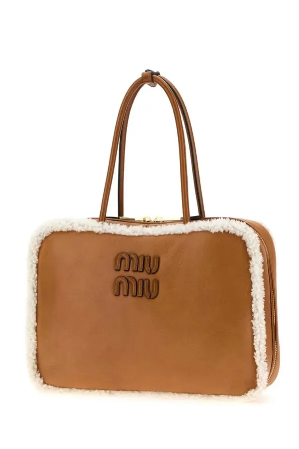 Miu Miu Camel Leather Beau Handbag