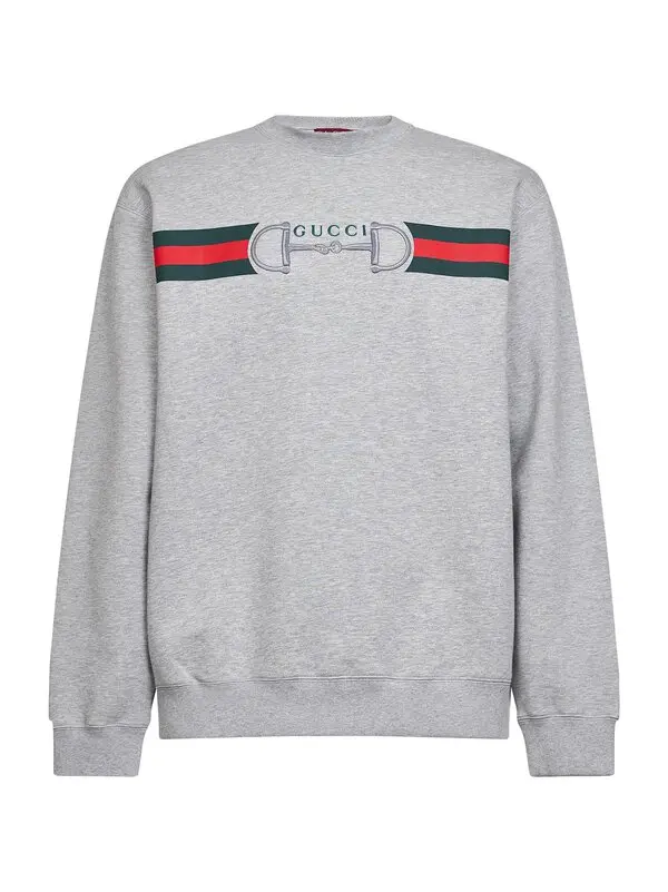 Gucci Melange Grey Cotton Printed Sweatshirt