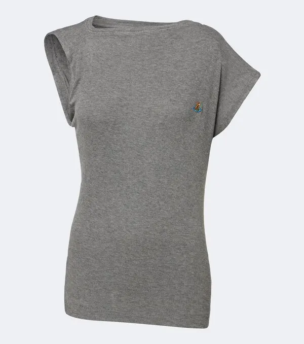 VIVIENNE WESTWOOD Hebo Asymmetric Ribbed-knit Top - Grey