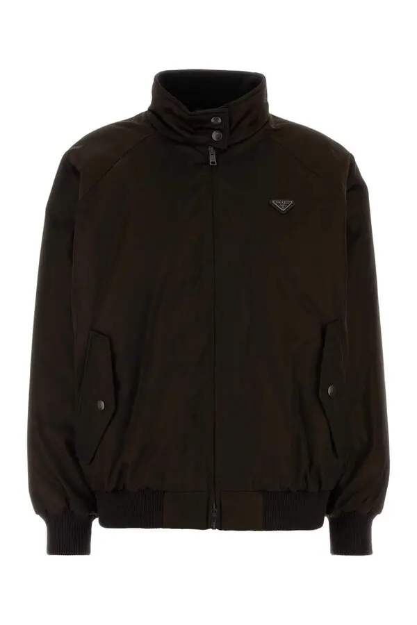Prada Re-nylon Bomber Jacket - Brown