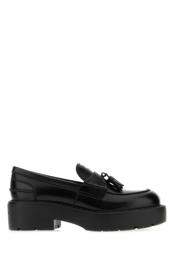 Miu Miu Leather Loafers - Black