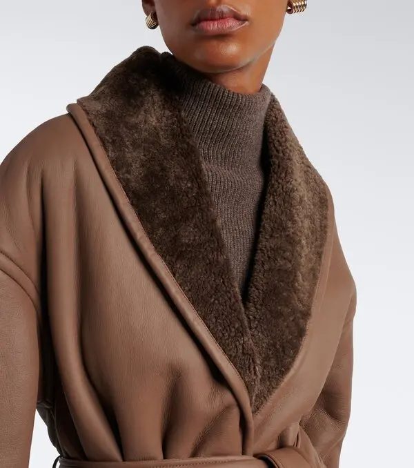 JOSEPH Manu Shearling-lined Leather Coat