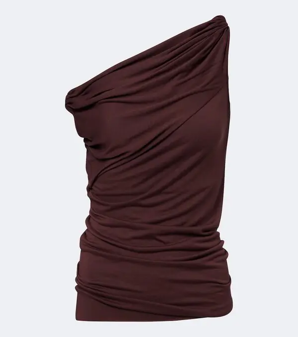 Rick Owens Lilies Laeti Draped One-shoulder Jersey Top