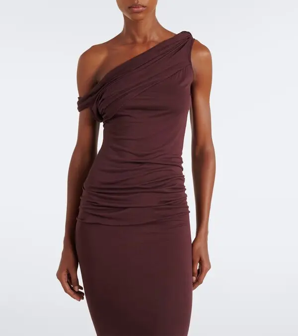 Rick Owens Lilies Laeti Draped One-shoulder Jersey Top