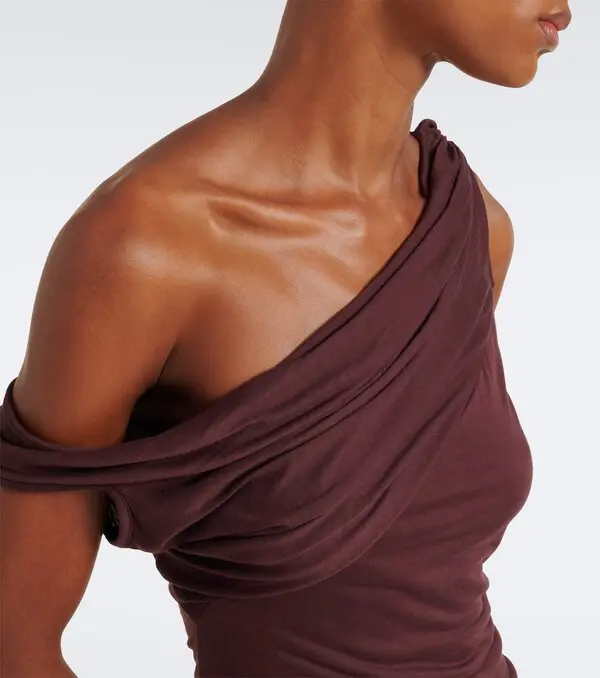 Rick Owens Lilies Laeti Draped One-shoulder Jersey Top