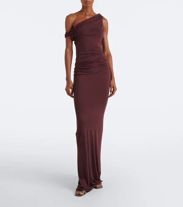 Rick Owens Lilies Laeti Draped One-shoulder Jersey Top