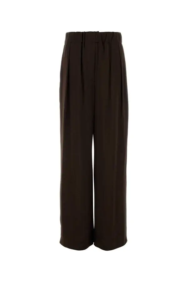 JIL SANDER Chocolate Satin Wide-leg Pant