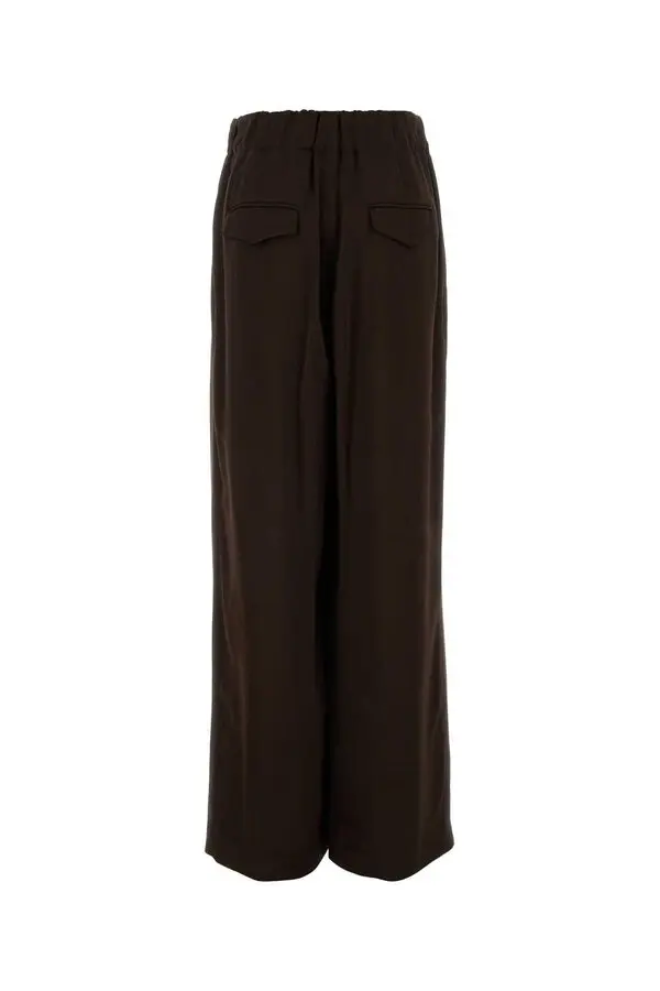JIL SANDER Chocolate Satin Wide-leg Pant