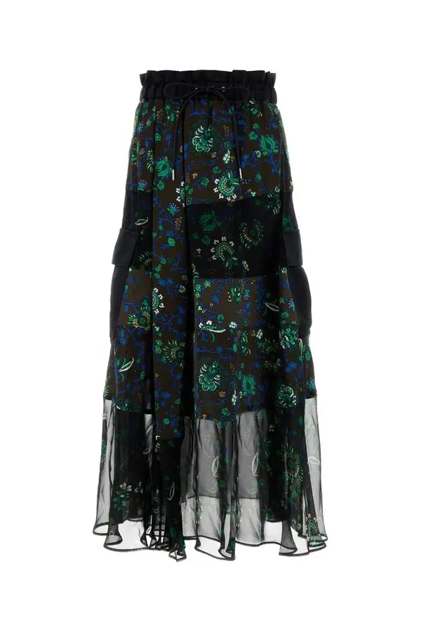 Sacai Printed Crepe Skirt