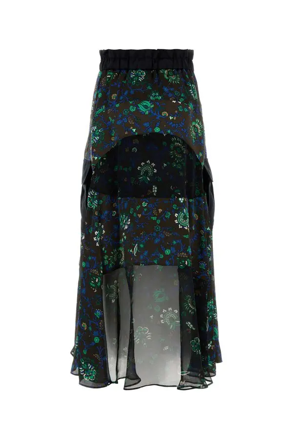 Sacai Printed Crepe Skirt