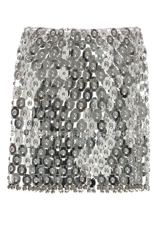 Rabanne Metal Knit Mini Skirt - Silver