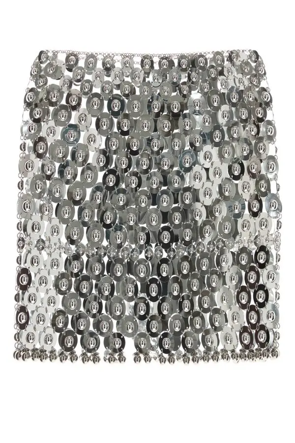 Rabanne Metal Knit Mini Skirt - Silver