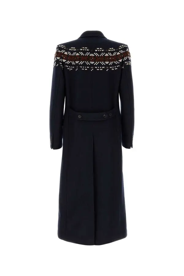 Dries Van Noten Navy Wool Blend Coat