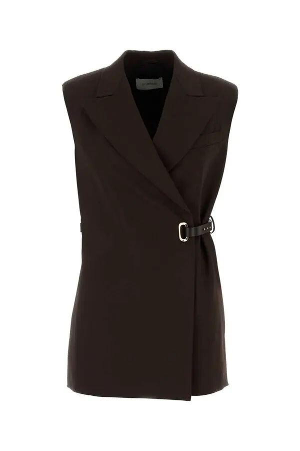 Sportmax Stretch Viscose Gettone Vest - Brown