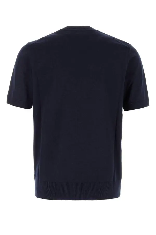 BOSS Cotton Crew Neck Short Sleeve Sweater - Blue