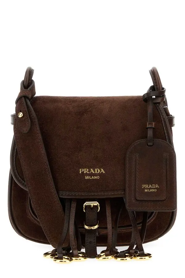 Prada Suede Corsaire Crossbody Bag - Brown